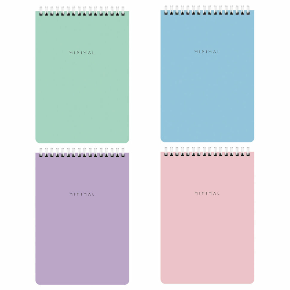 Блокнот А5 146х206 мм, 60 л, гребень, картон, жесткая подложка, клетка, BRAUBERG "Minimal Pastel", 116427, 116427