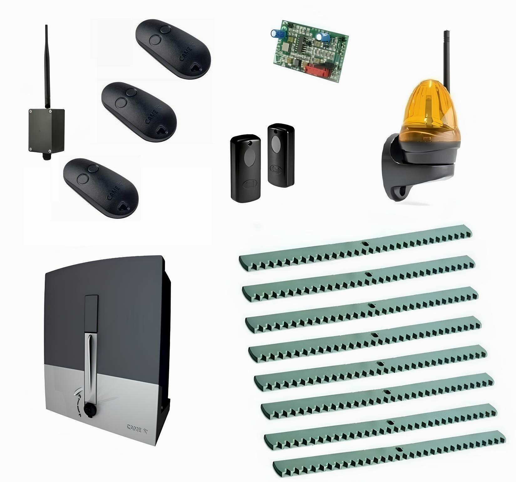 Автоматика для откатных ворот BXL04AGS FULL8-K1-BT-Т3, комплект: привод, радиоприемник, 3 пульта, фотоэлементы, лампа, 8 реек, Bluetooth-модуль