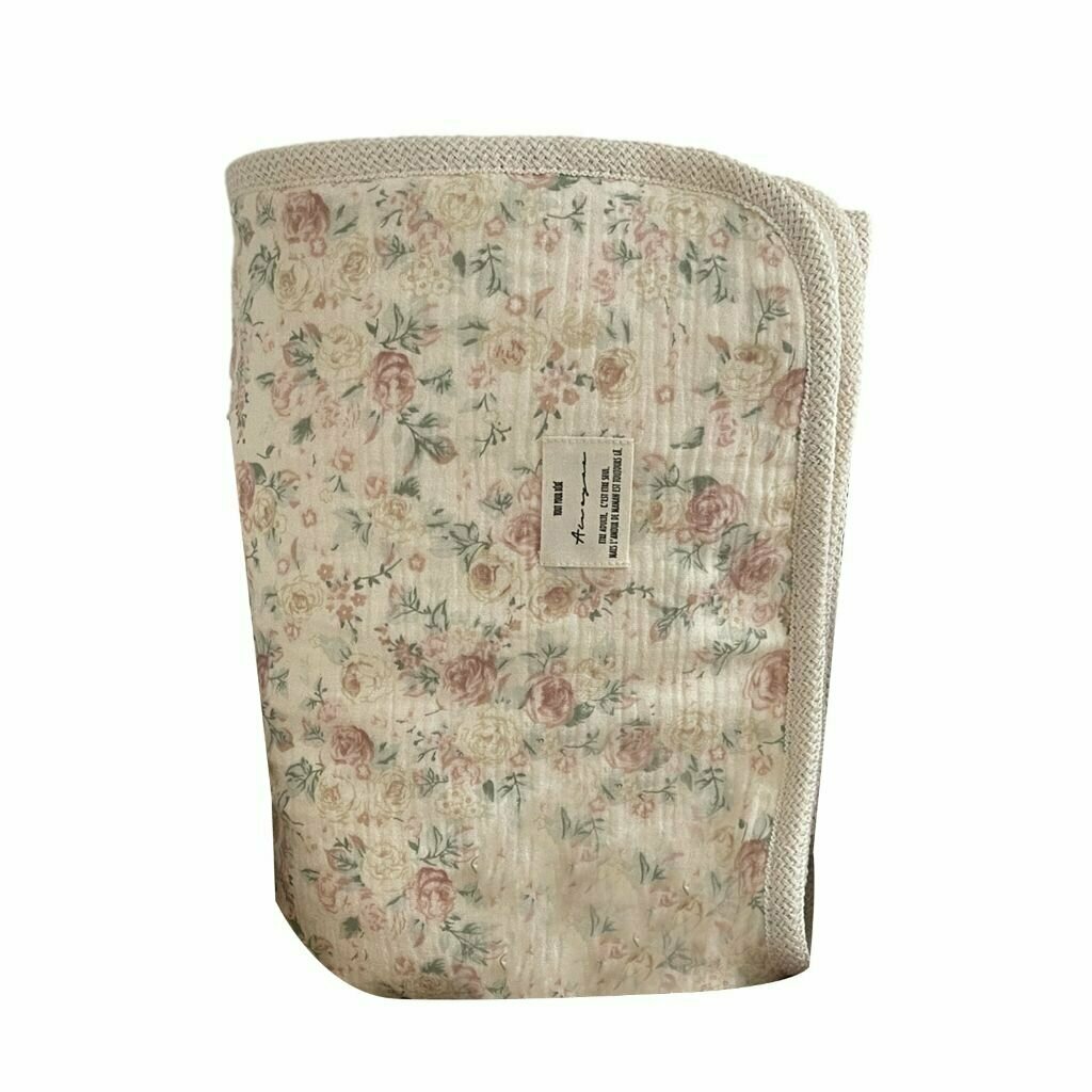 Двустороннее хлопковое одеяло с крючком и цветочным краем, универсальное двухслойное теплое для детей взрослых