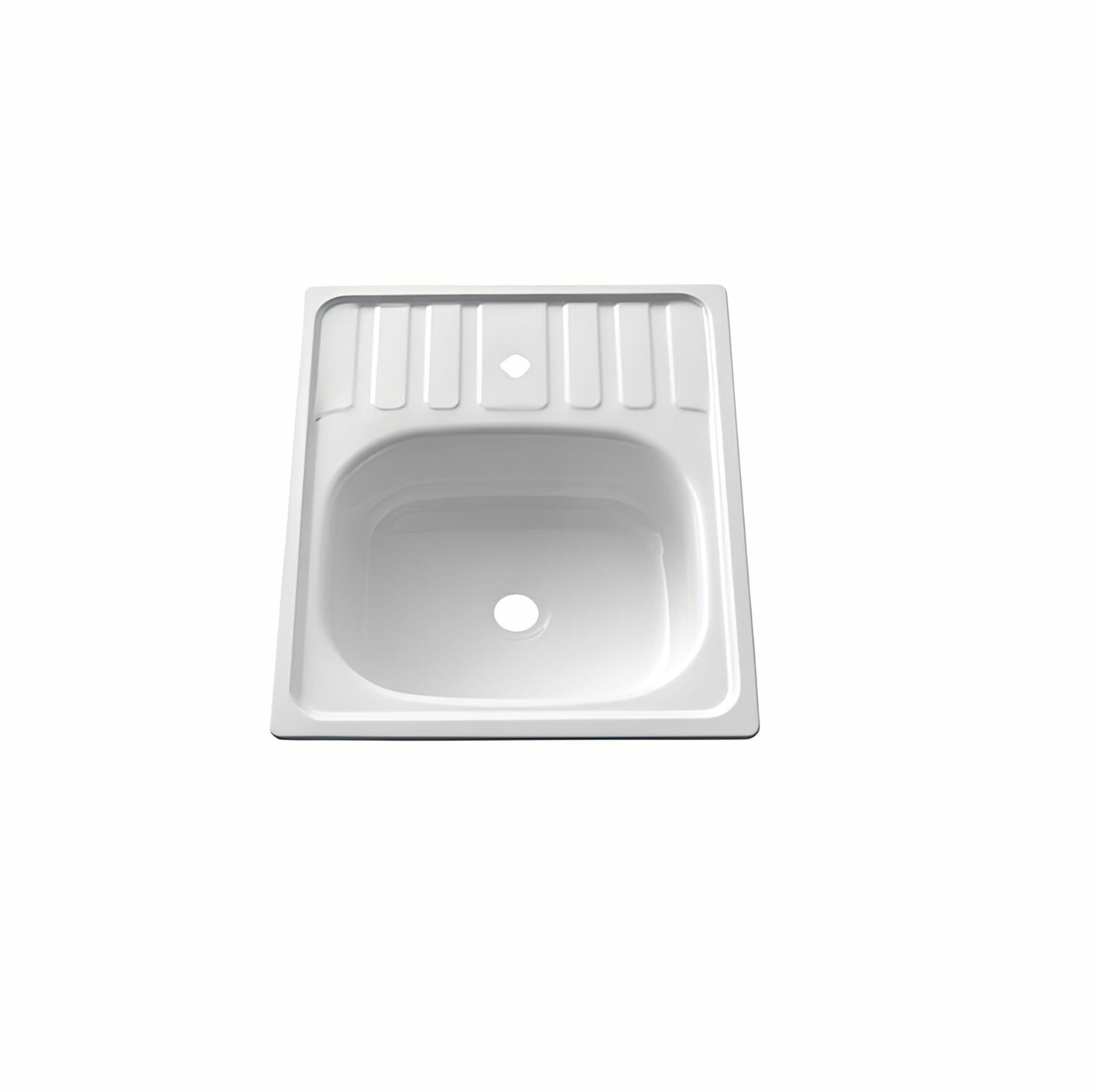 Мойка для кухни стальная эмалированная с кронштейном белая (60х50 см) 1,2 мм