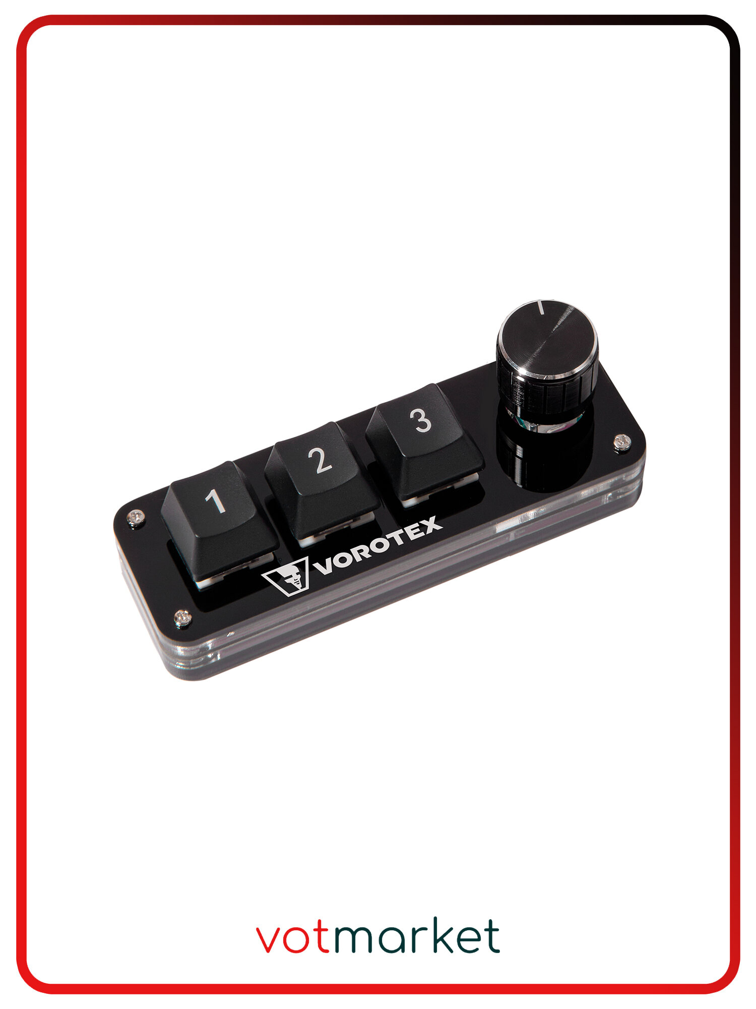 Мини клавиатура для ритм-игр и записи макросов VOROTEX K03 Knob, Hot Swap Red Switch, чёрный