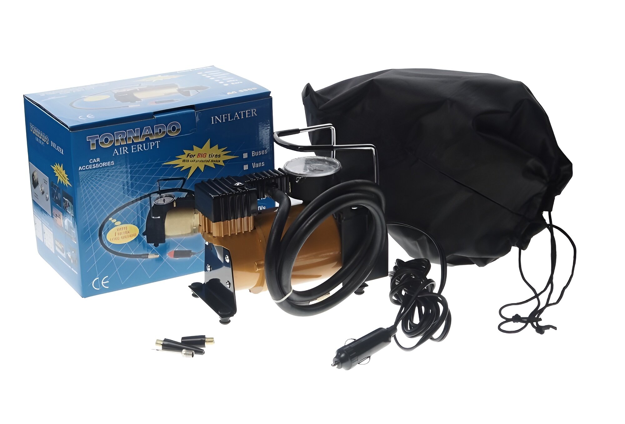 Автомобильный компрессор TORNADO, поршневой, 9A, 100PSI, питание от аккумулятора, 12V, арт AC-580S