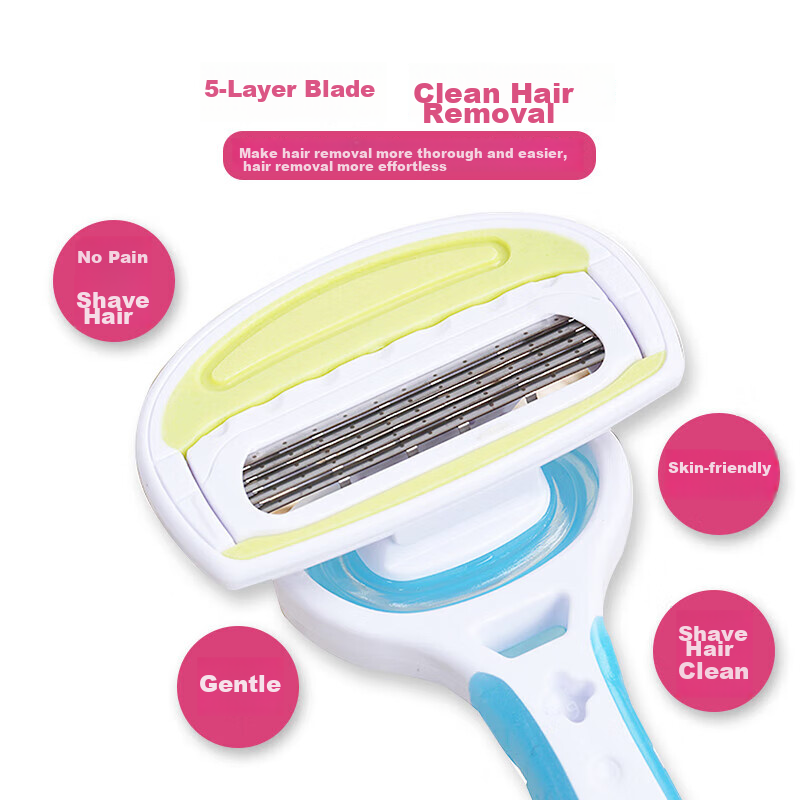 KAI Japanese Imported Women's 5-Layer Blade Hair Removal Razor, Intimate And Armpit Hair Shaver, Painless, 3 Pieces