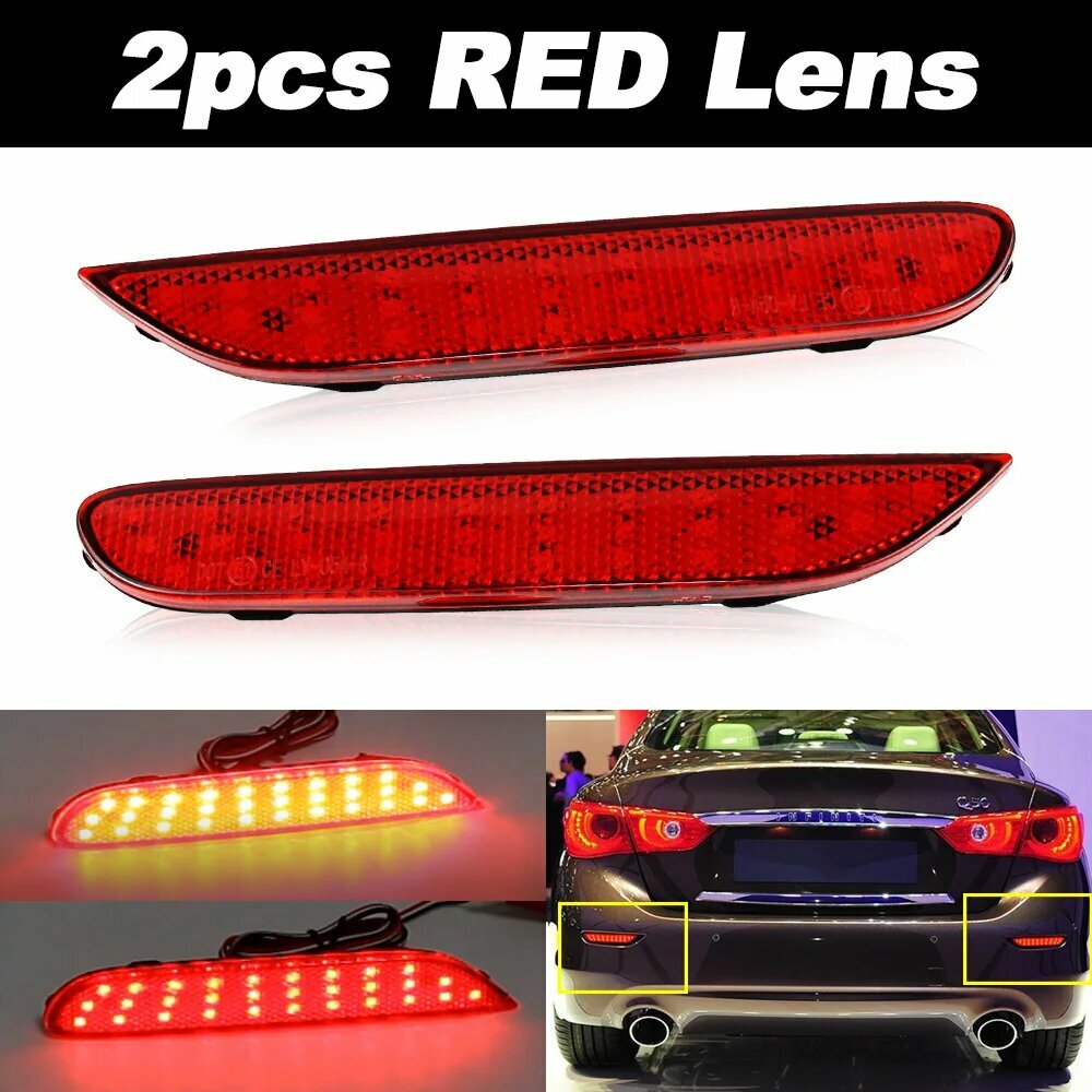2 шт. красный 60-SMD светодиодный бампер задний отражатель габаритные огни для Nissan 2pcs RED LENS