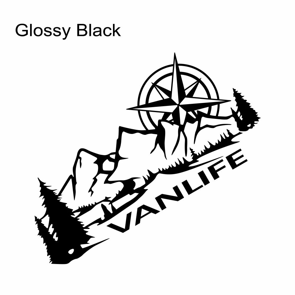 Боковые наклейки на кузов автомобиля Camper Van Life Vanlife Декор Наклейка Glossy Black, 50x25.5cm