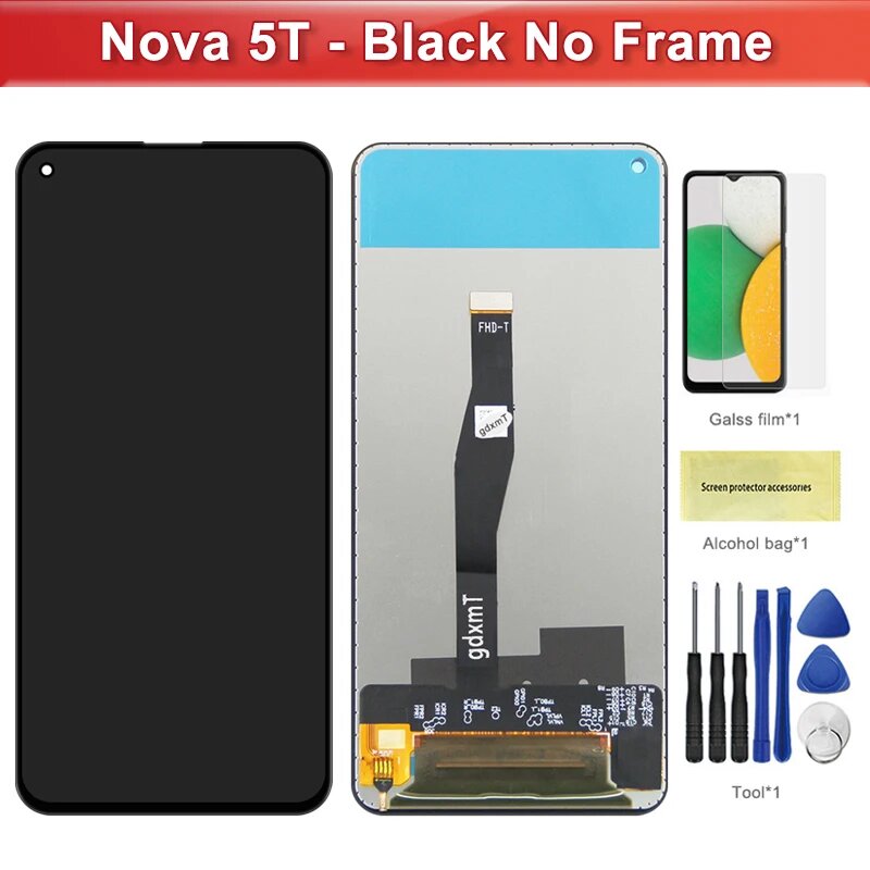 AMOLED для HUAWEI Nova 5T для Honor 20 YAL-L21 L61 L71 L61D ЖК-дисплей, сменный преобразователь сенсорного экрана в сборе Black NO Frame