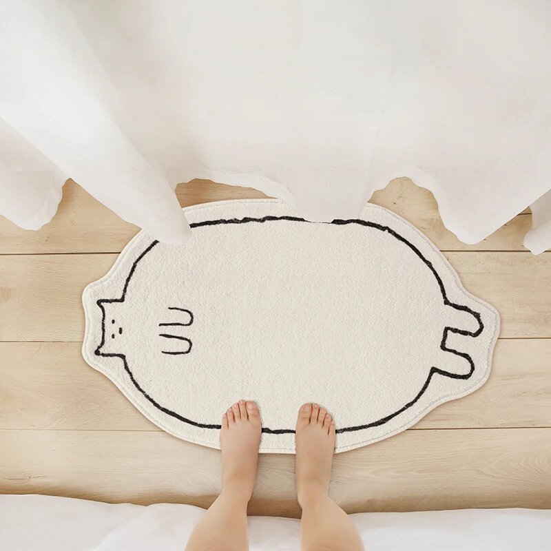 Милый кошачий коврик из полиэстера, Котенок белой линии, 40x60cm