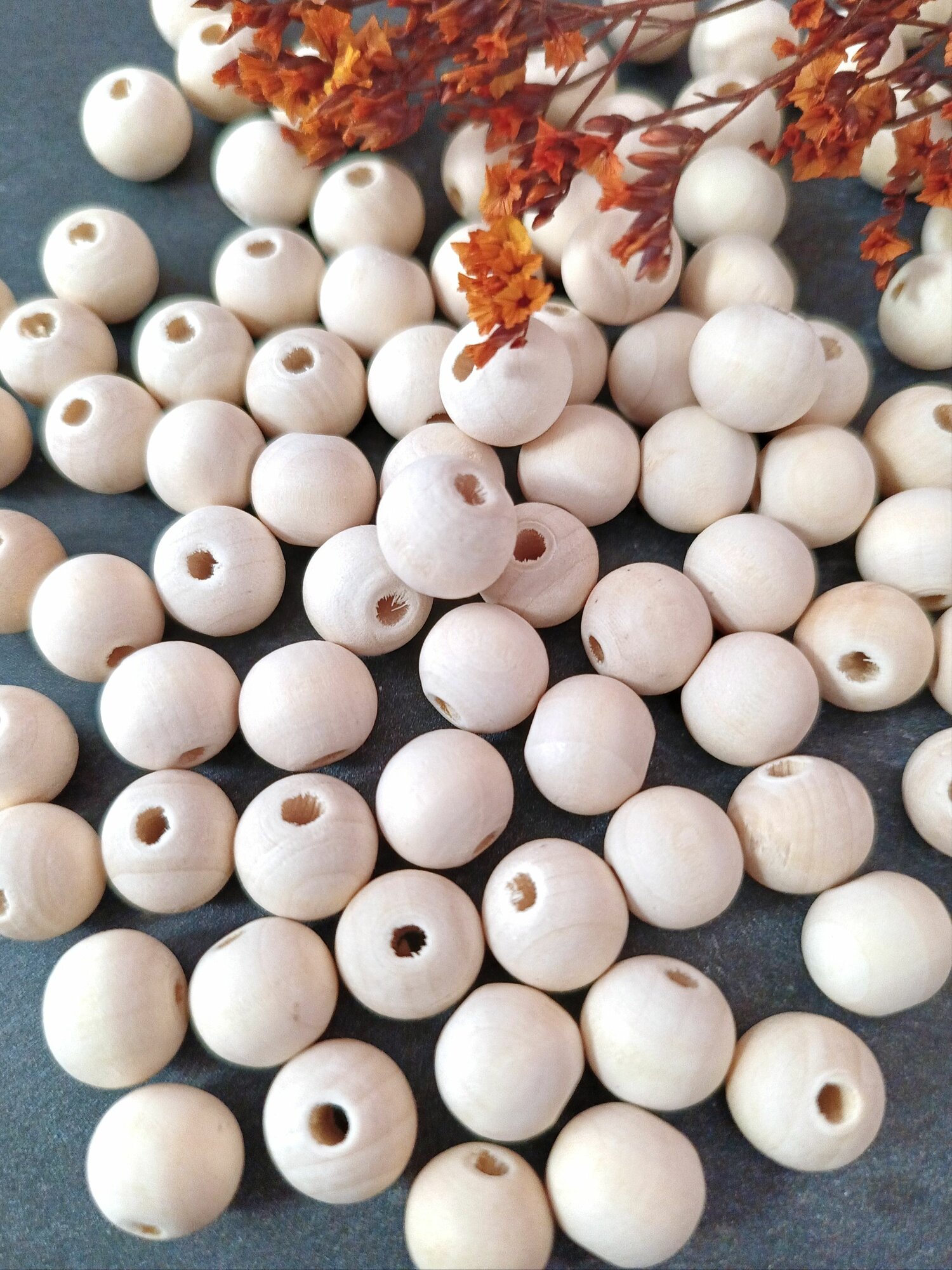 Бусины деревянные круглые для дред косичек макраме 12мм 100шт