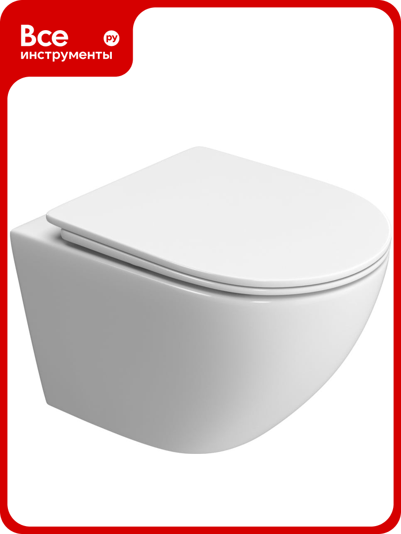 Унитаз подвесной BelBagno UNO-TOR безободковый, с системой смыва "Торнадо", с сиденьем soft close