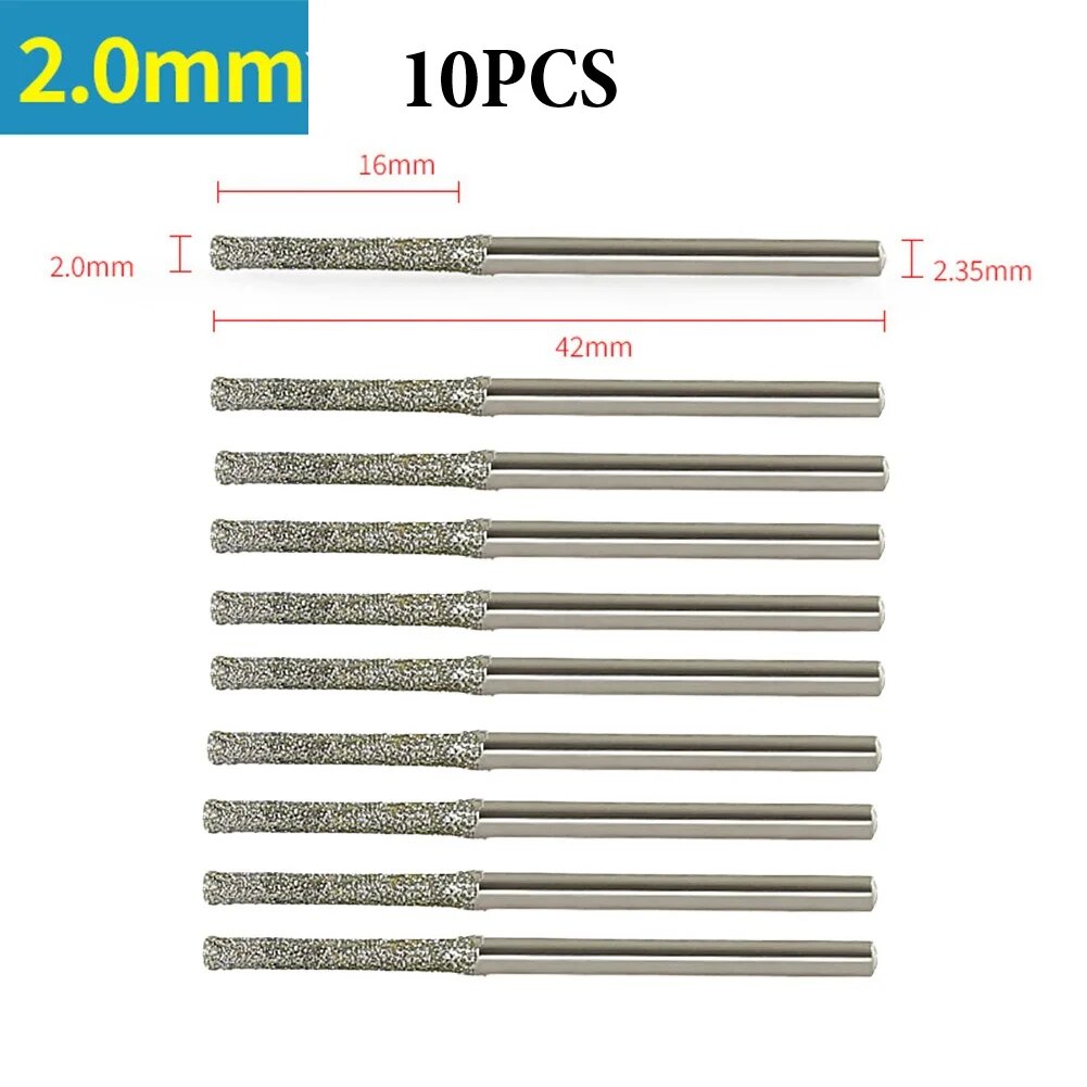 Сверла ANENG для стекла и плитки, набор из 10 штук 10PCS 2.0mm