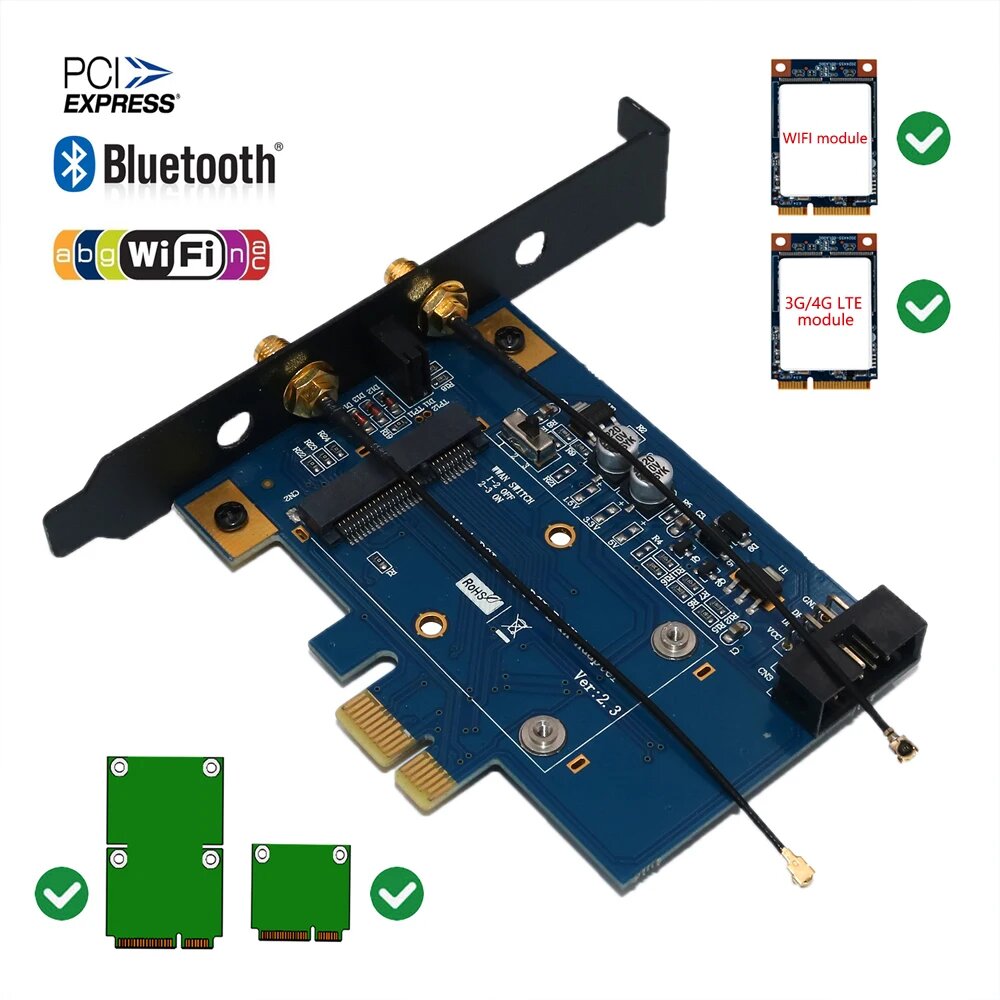 PCI-E Wi-Fi Bluetooth адаптер для Mini PCI E — фото 1