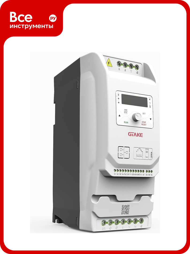 Преобразователь частоты GTAKE GK610-2S0.4B; 0,4 кВт; 2,6 А; 1x220VAC; IP20; Тормозной ключ