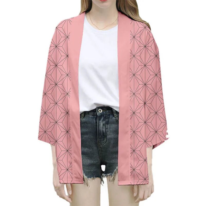 Розовое аниме кимоно Камадо Танджиро Розовый, XXL, 1