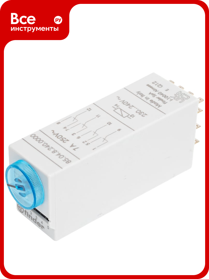 Миниатюрное съемное реле времени Finder функц: Ai, Di, gi, sW, 4 CO конт. 7а, 240в, 850482400000, 7 а