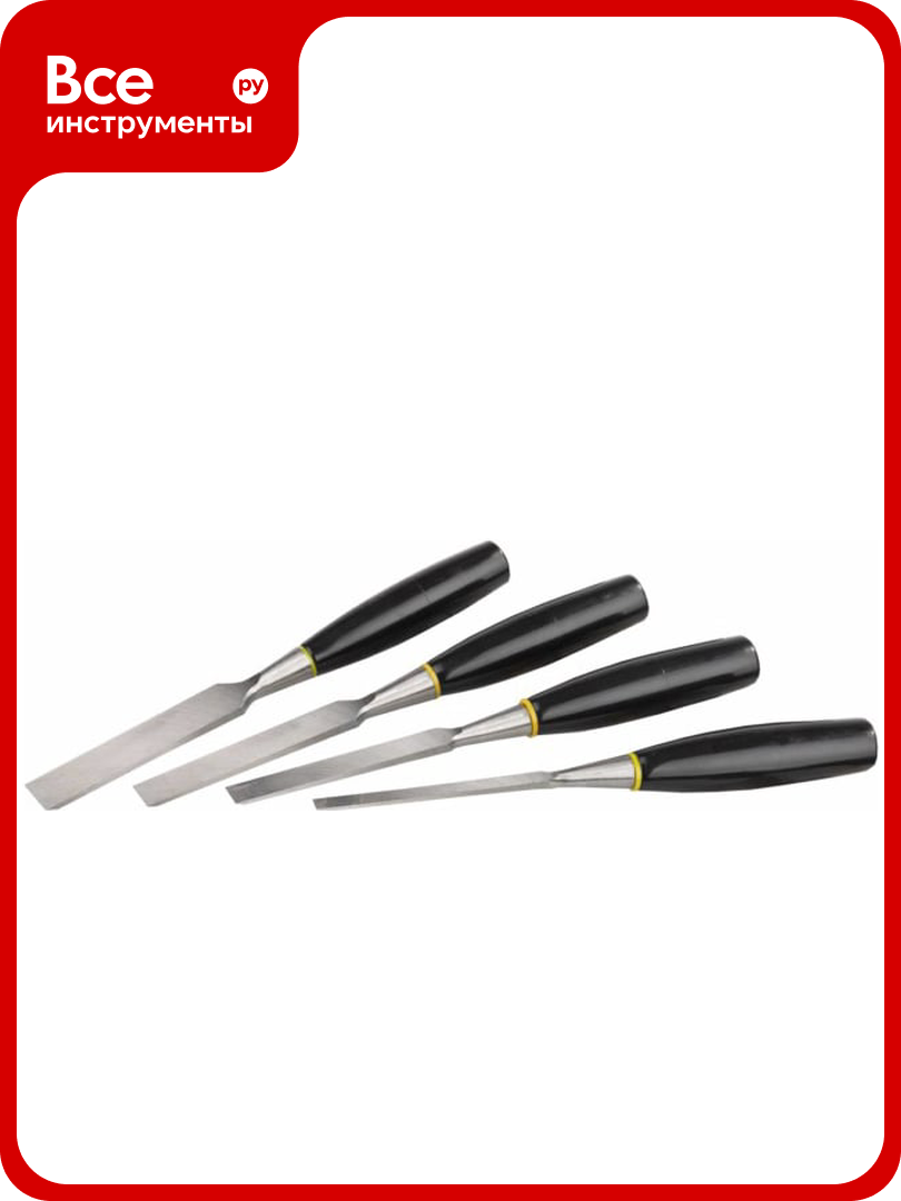 Набор стамесок STAYER евро, плоские с пластмассовой ручкой, 6/12/18/25, 4шт 1820-H4, для режущих кромок