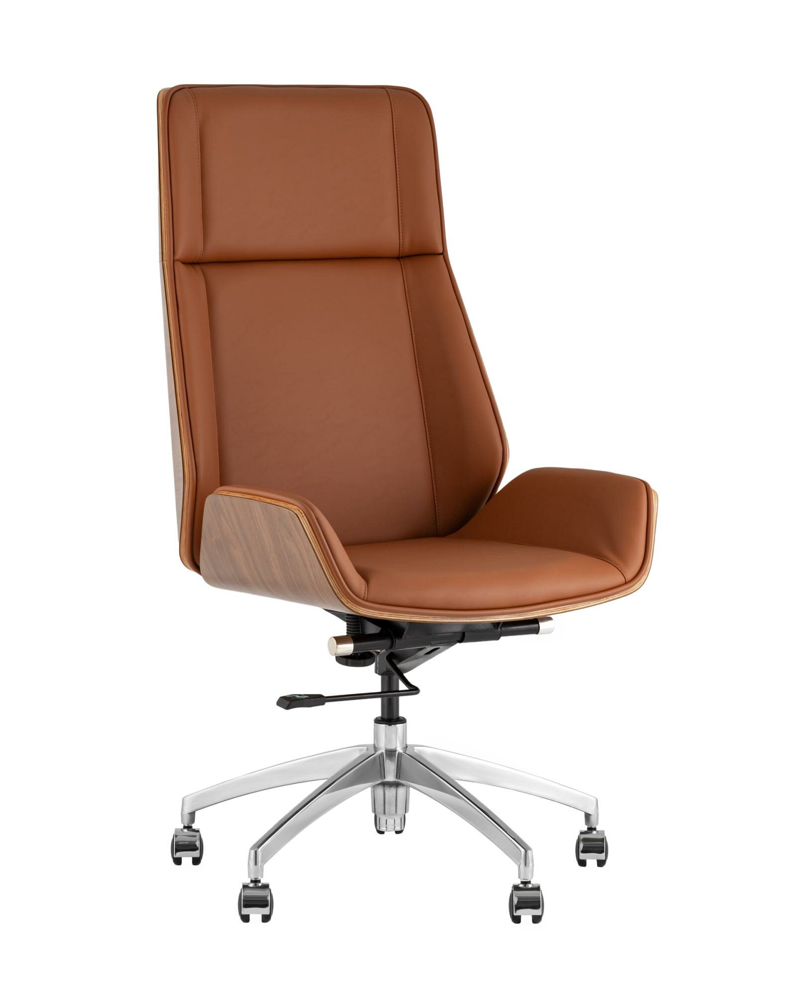 Компьютерное кресло Crown SN STOOL GROUP коричневый, хромированный, экокожа, дерево, металл, мягкое сиденье, без подлокотников