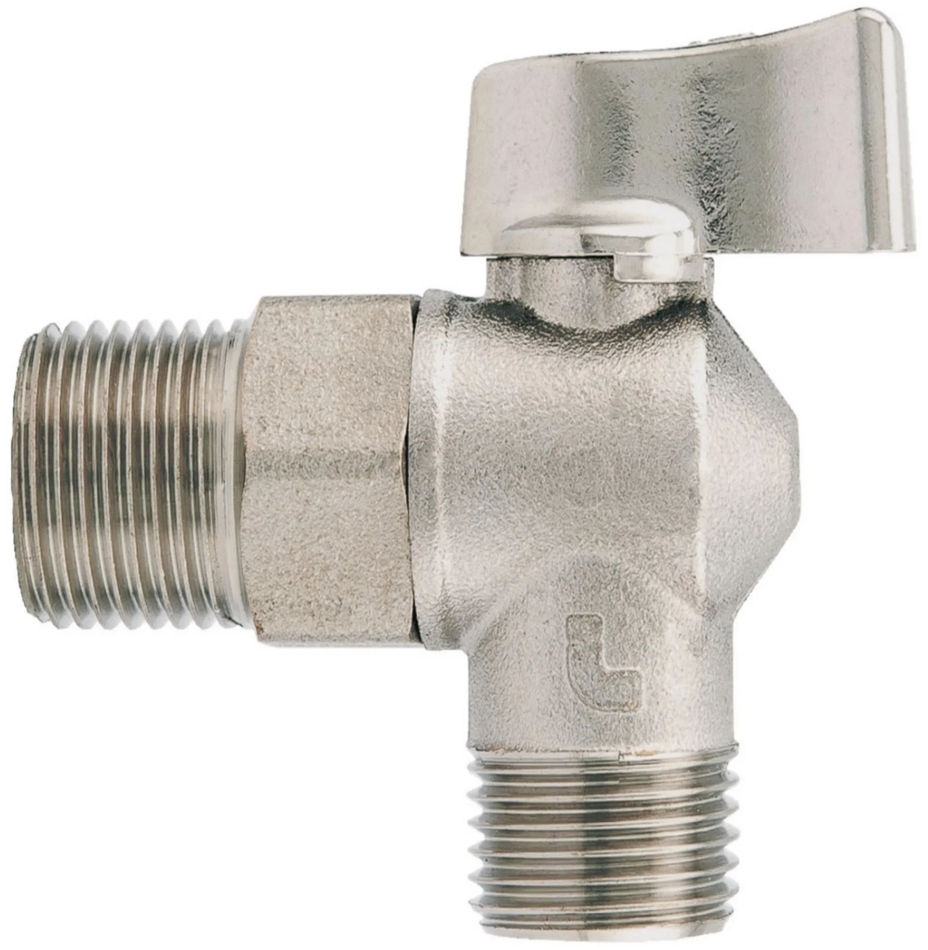 Кран шаровый для воды Itap / Итап угловой, флажок, латунь, серый, резьба наружная 1/2-3/4дюйма / запорная арматура