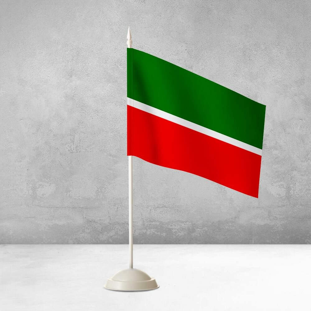 Настольный флаг Татарстана на пластиковой белой подставке
