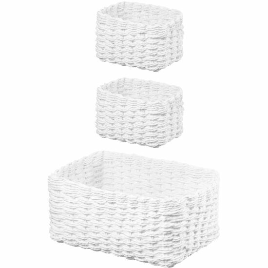 Набор корзин для хранения EL Casa 3 шт, плетеные, 28х22 см, 17х14 см, белый (240642)
