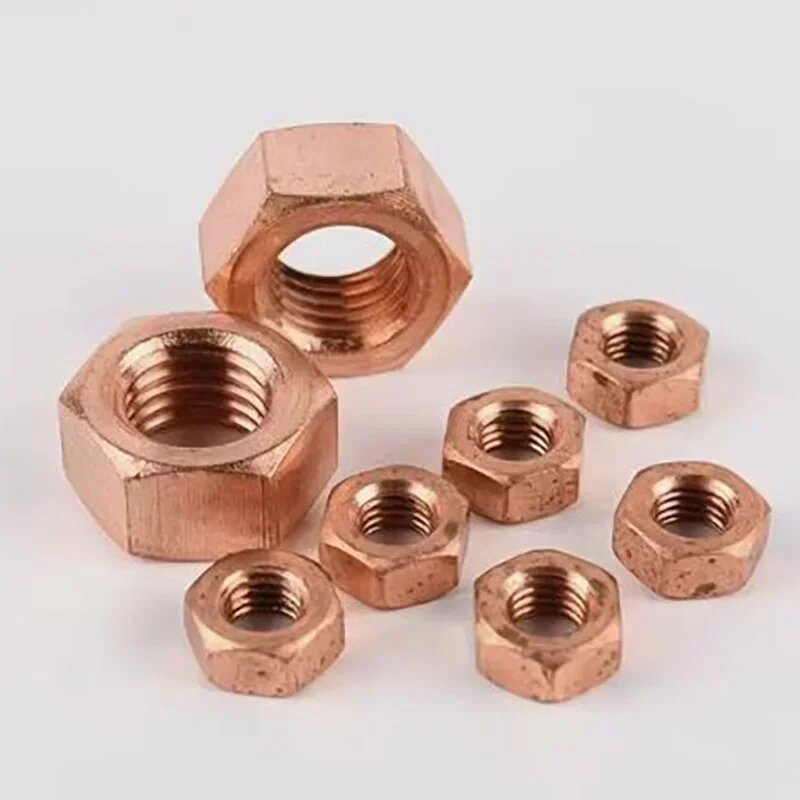 Гайки шестигранные медные M8, 10 шт.