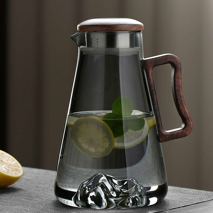 Термостойкий стеклянный резервуар для воды 2 литра, дымчато-серый, 14.5*23.5