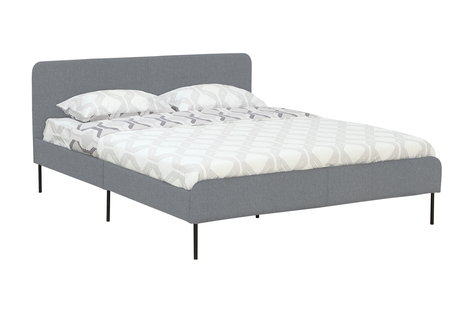 Кровать двуспальная Нонтон Гленори, 160x200 см, рейка, рогожка серая