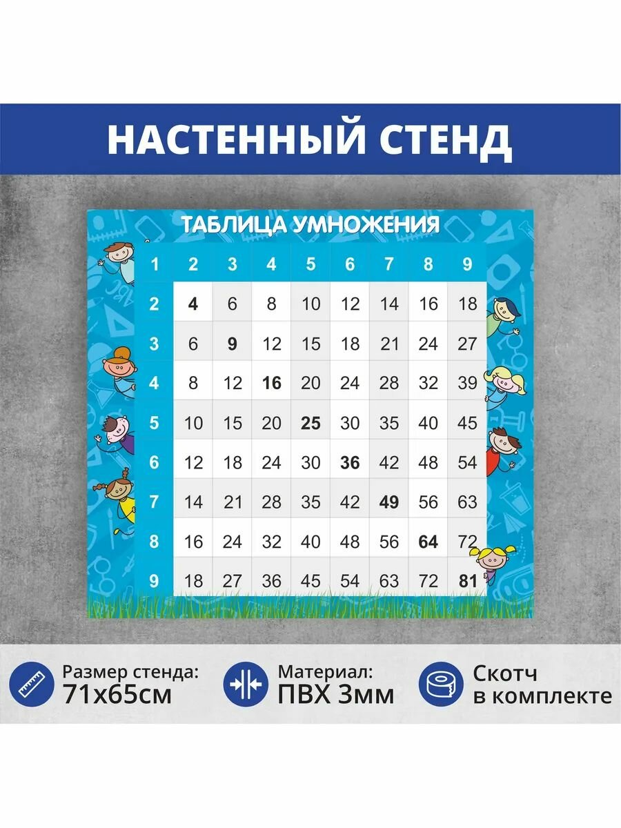 Стенд для начальной школы "Таблица умножения" 710х650мм