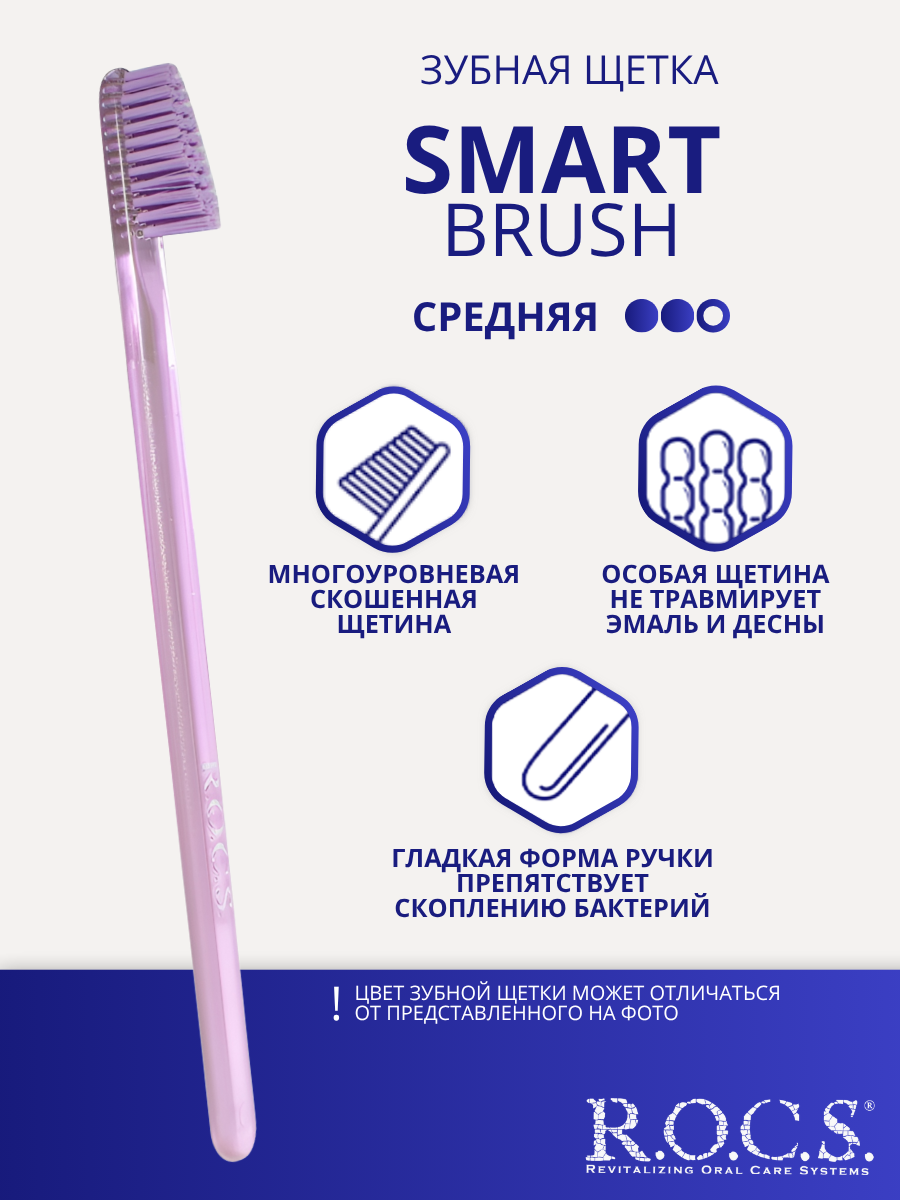 Зубная щетка R.O.C.S. Классическая средней жесткости, сиреневая