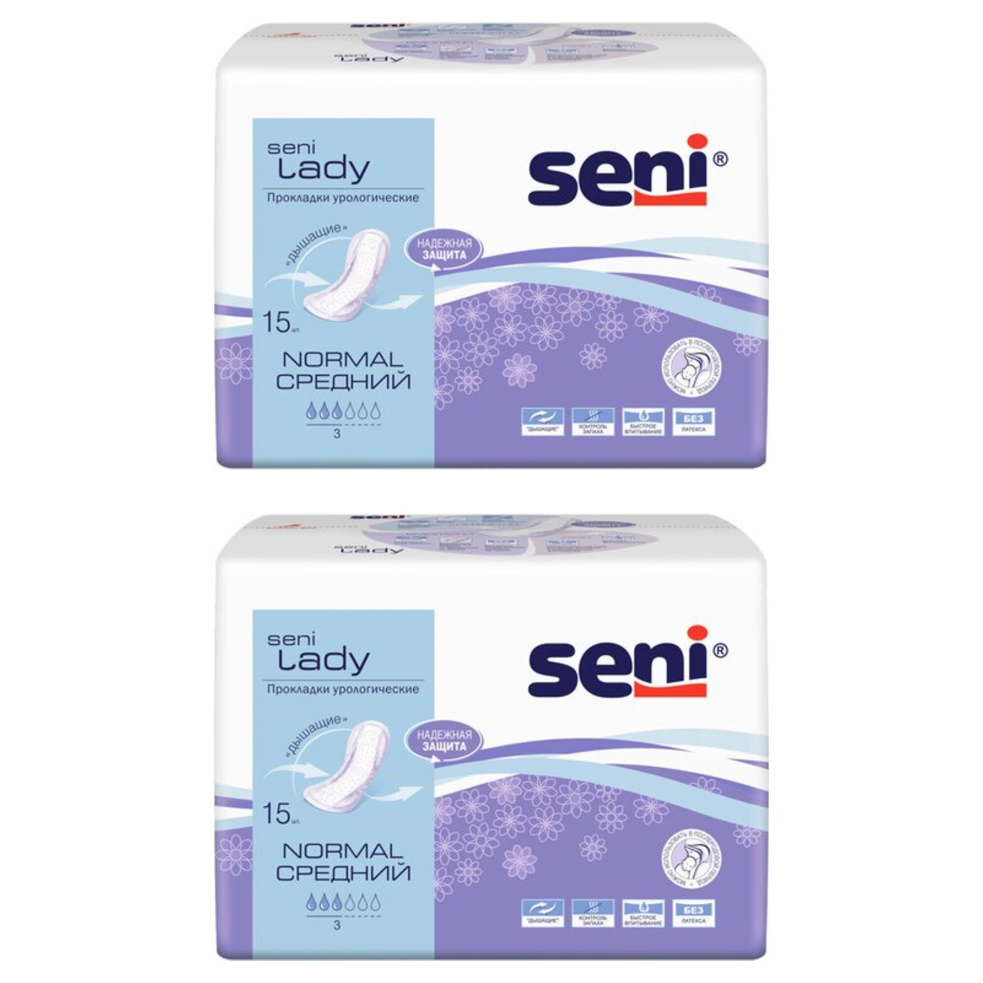 Прокладки урологические Seni, Lady, Normal, 15шт/уп, 2 уп