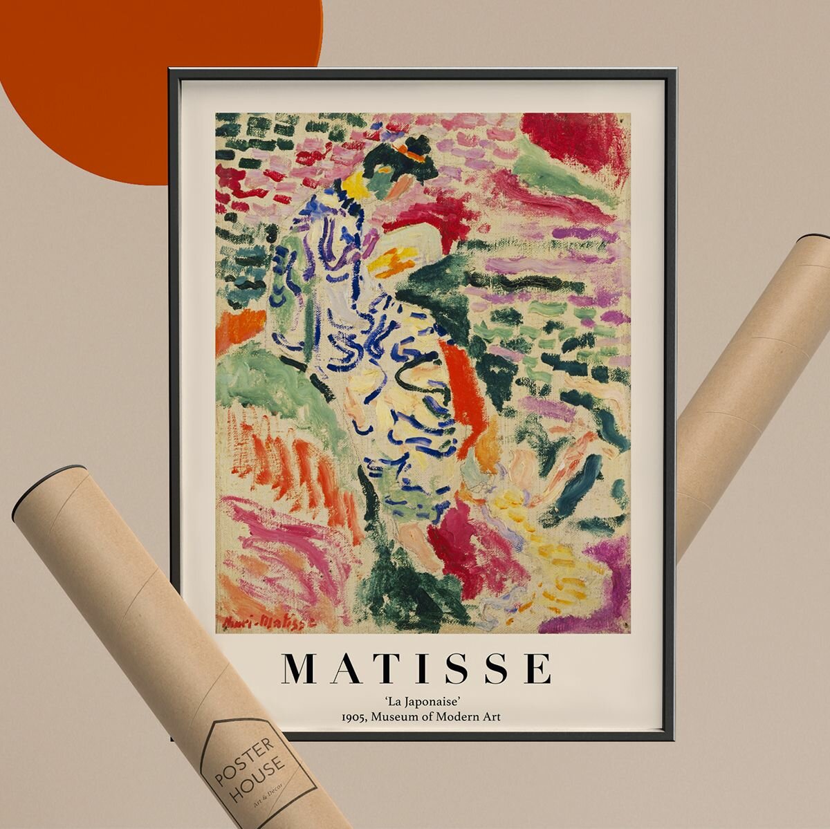 Постер Матисс 50х70 см без рамы/ Абстрактный, минималистичный, винтажный плакат/ Репродукция Анри Матисс "Японка", абстракция/ Эстетичный бежевый плакат, постер для интерьера