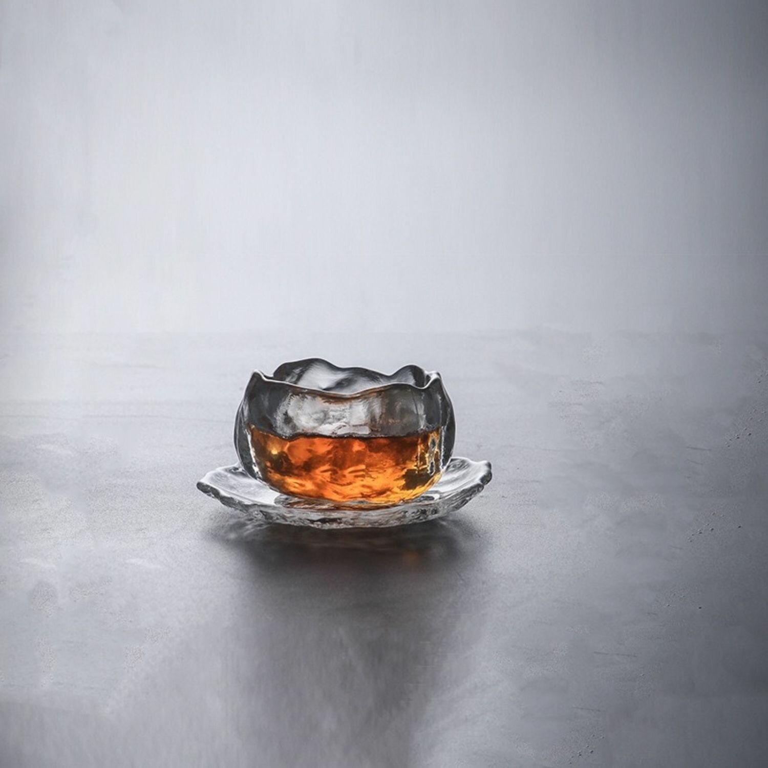 Стеклянная пиала для чая 55 мл с блюдцем прозрачная, удобная и безопасная для чайных церемоний