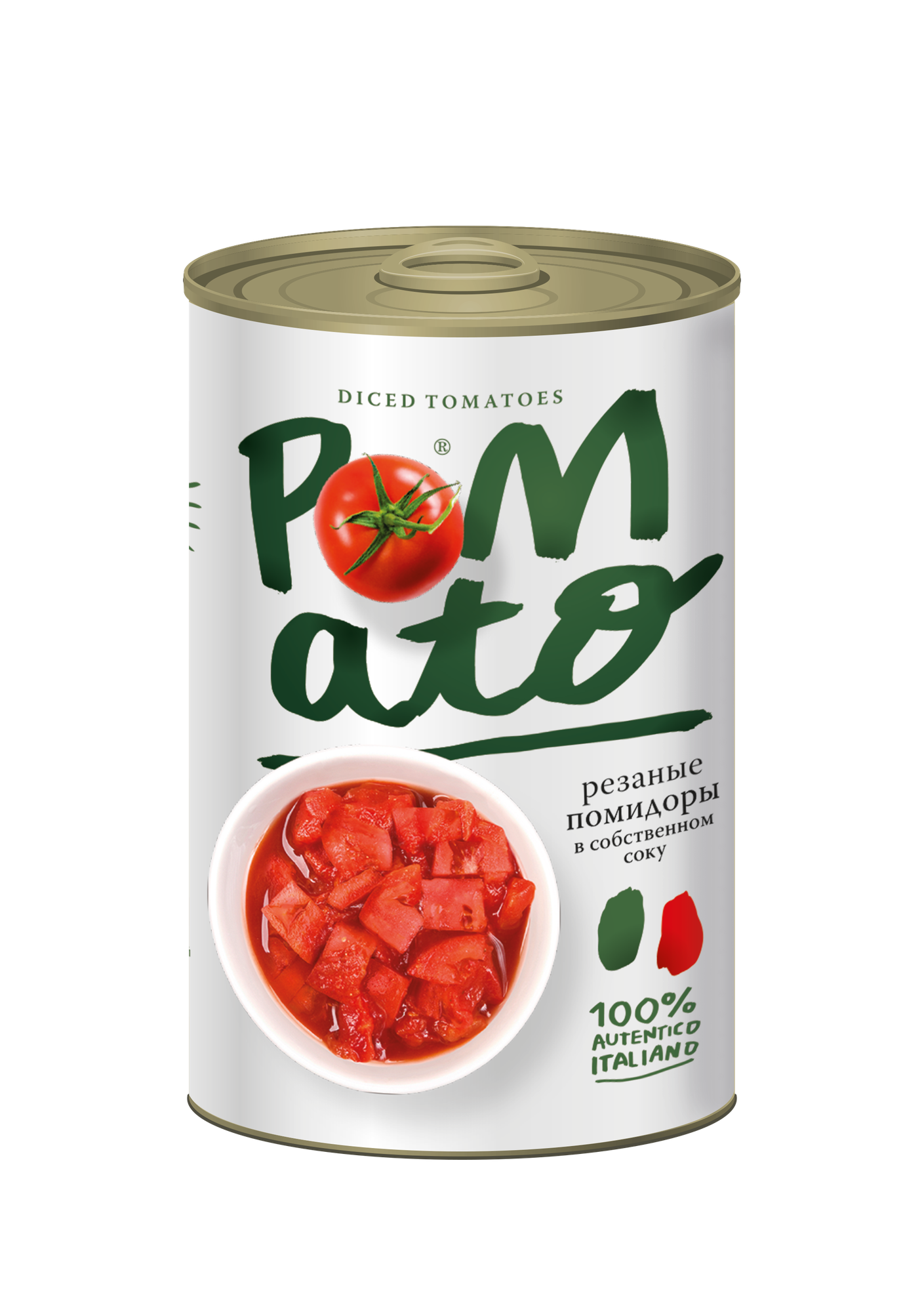 Помидоры Pomato резаные, в собственном соку, в жестяной банке, 400г