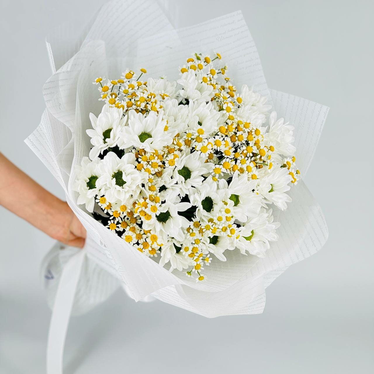 Белые ромашки хризантемы, танацетум. Букет белых хризантем с полевыми ромашками танацетум матрикария