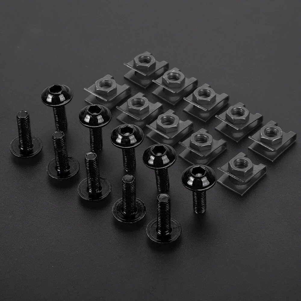 10 шт. винты для обтекателя, крепежные зажимы, комплект болтов для гайки кузова Черный, 10pcs black