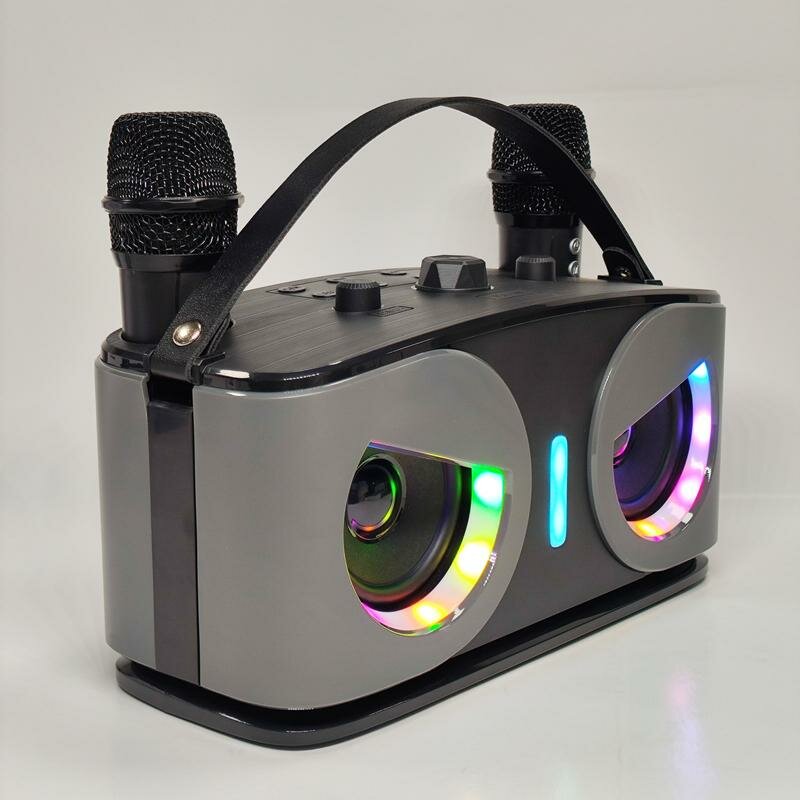Беспроводной Bluetooth Караоке динамик с 2 микрофонами домашний кинотеатр Ktv телевизор с многофункциональным портативным аудиопроигрывателем