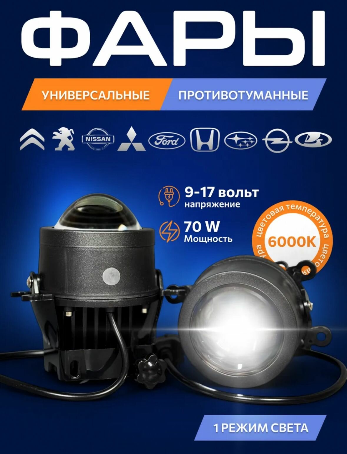 Противотуманные фары линза для Лада веста VESTA ФЛ белый свет