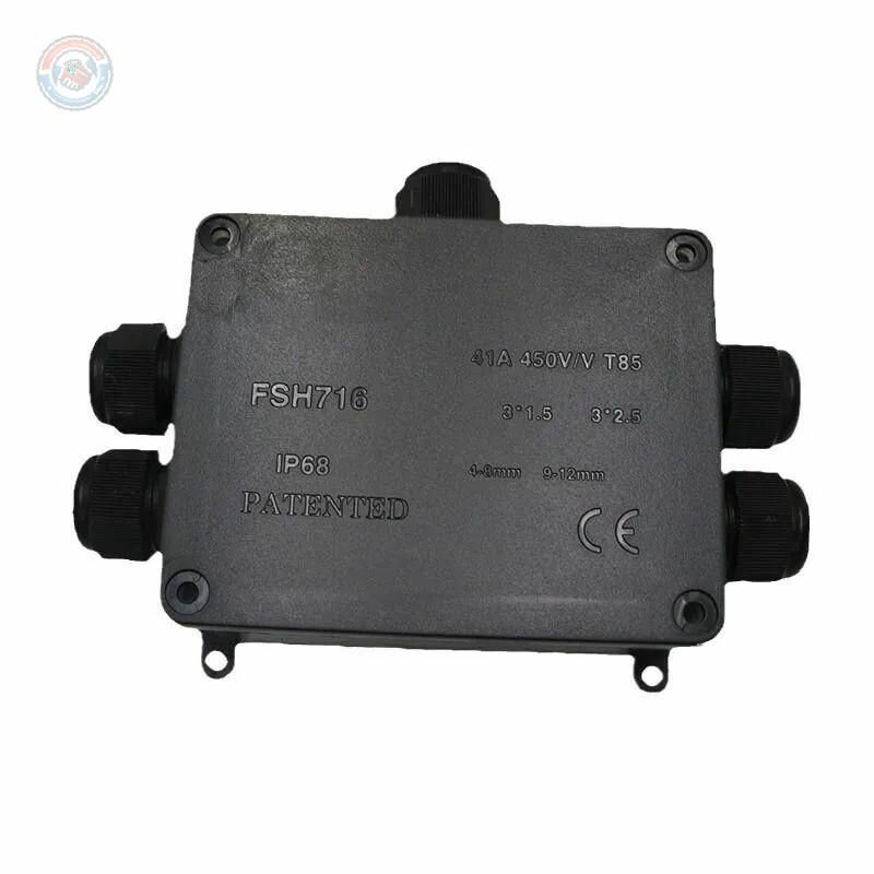 Водонепроницаемая распределительная коробка IP68 для улицы и грунта 120х95х50 мм 5 вводов 6pin клеммник герметичная распаячная муфта защита электросоединений