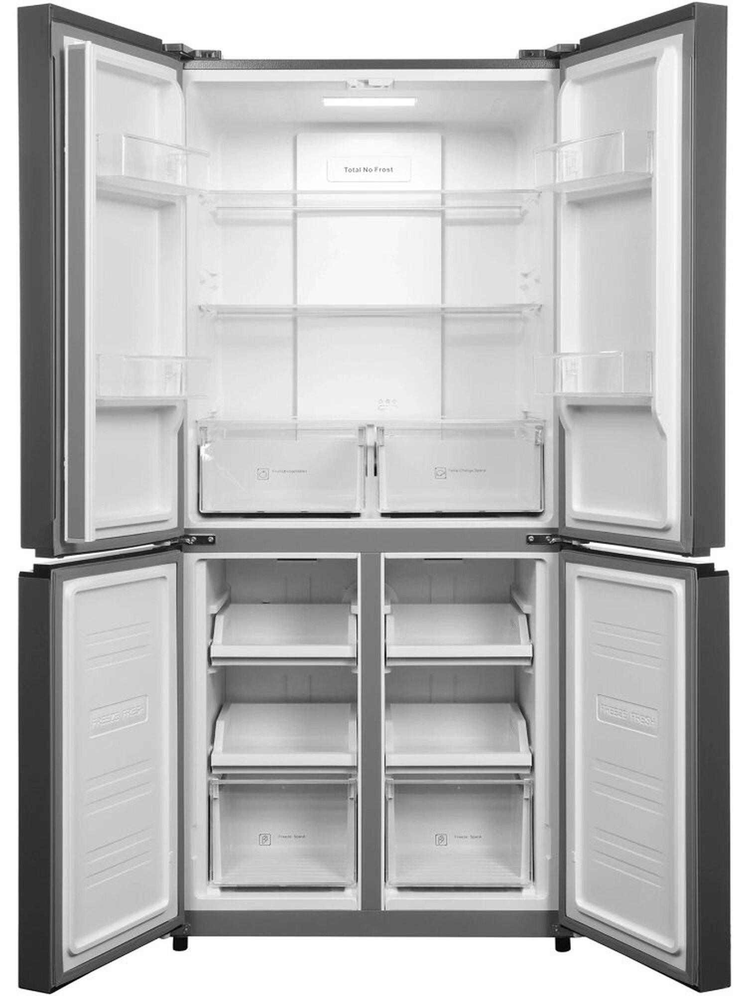 Холодильник Hyundai CM45083F, трехкамерный, 433(289/144)л No Frost, нержавеющая сталь