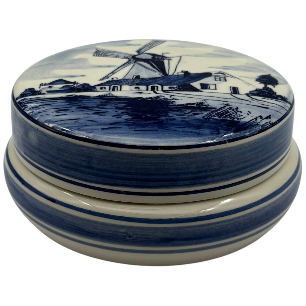 Шкатулка "Мельница", 1960-1970 гг, ручная роспись, Делфт, Голландия