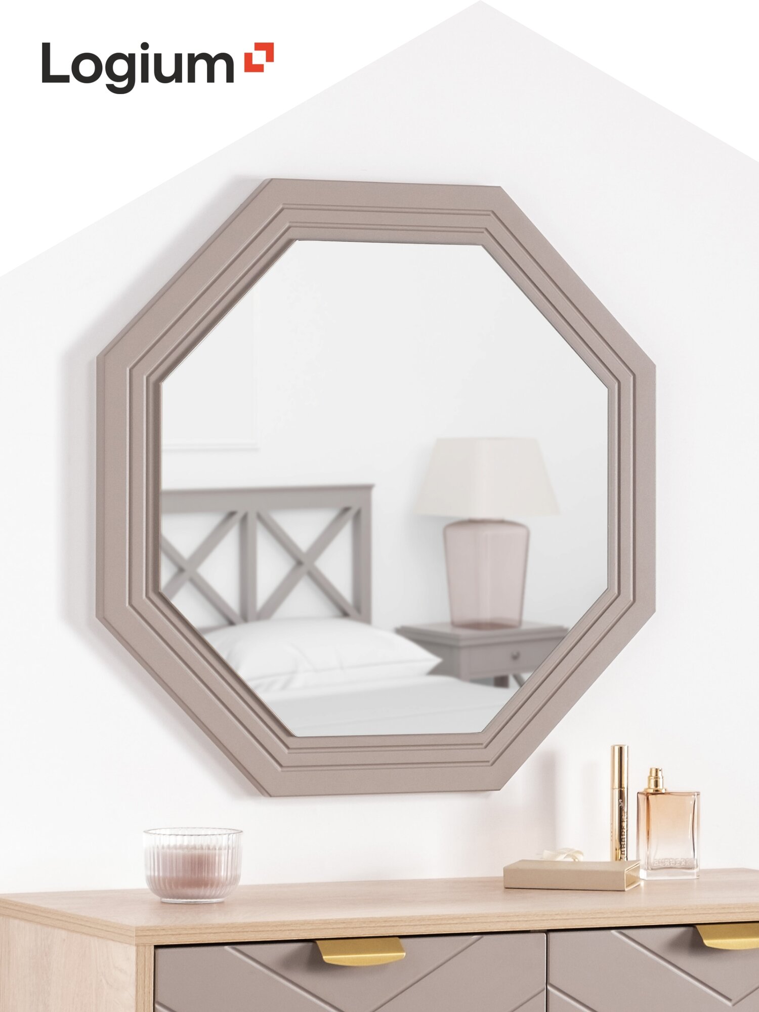 LOGIUM Зеркало настенное Венеция, Веллюто капучино, фигурное , без подсветки ,55 см x 55,3 см