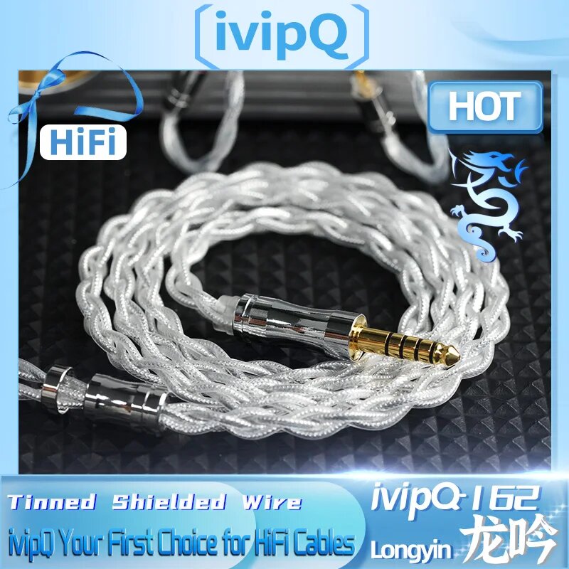 IvipQ 4-жильный оловянный аудиокабель для наушников 1,25 м 4.4mm-Recessed 2PIN