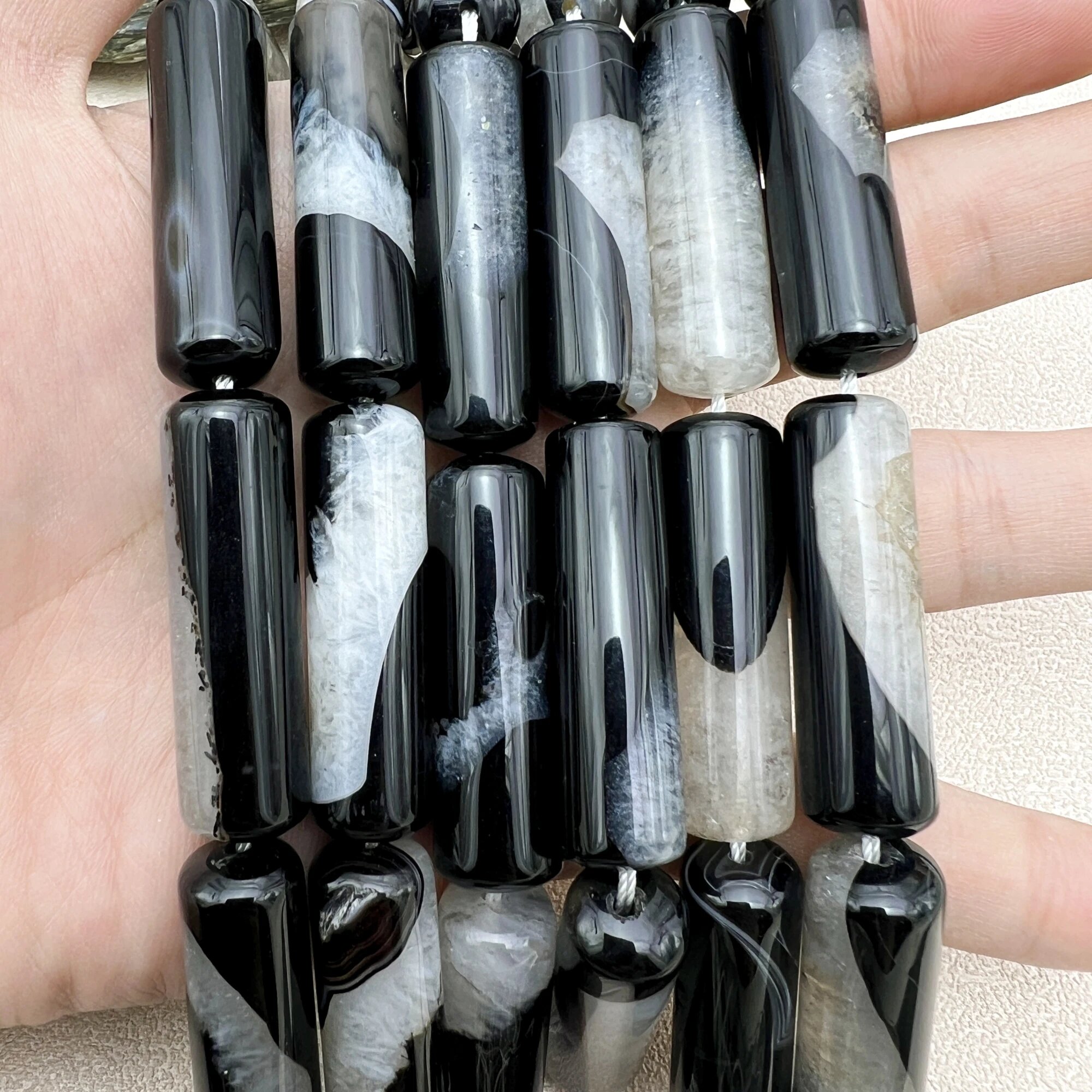 Большие агатовые бусины MARUCOL черный