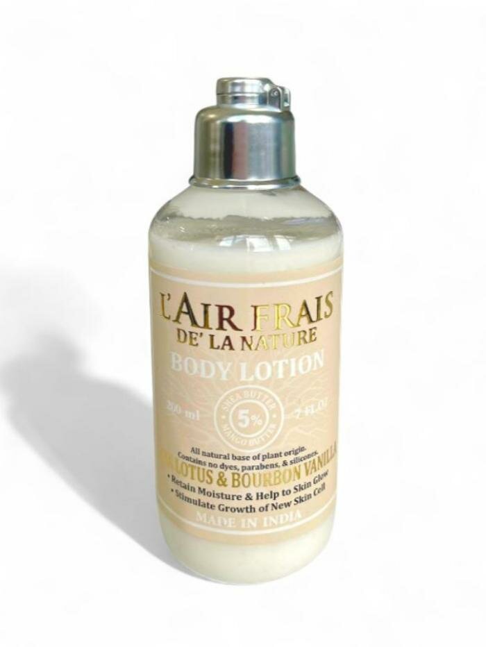 Body Lotion PINK LOTUS & BOURBON VANILLA, L'air Frais De'la Nature (Лосьон для тела розовый лотос И бурбон ваниль), 200 мл.