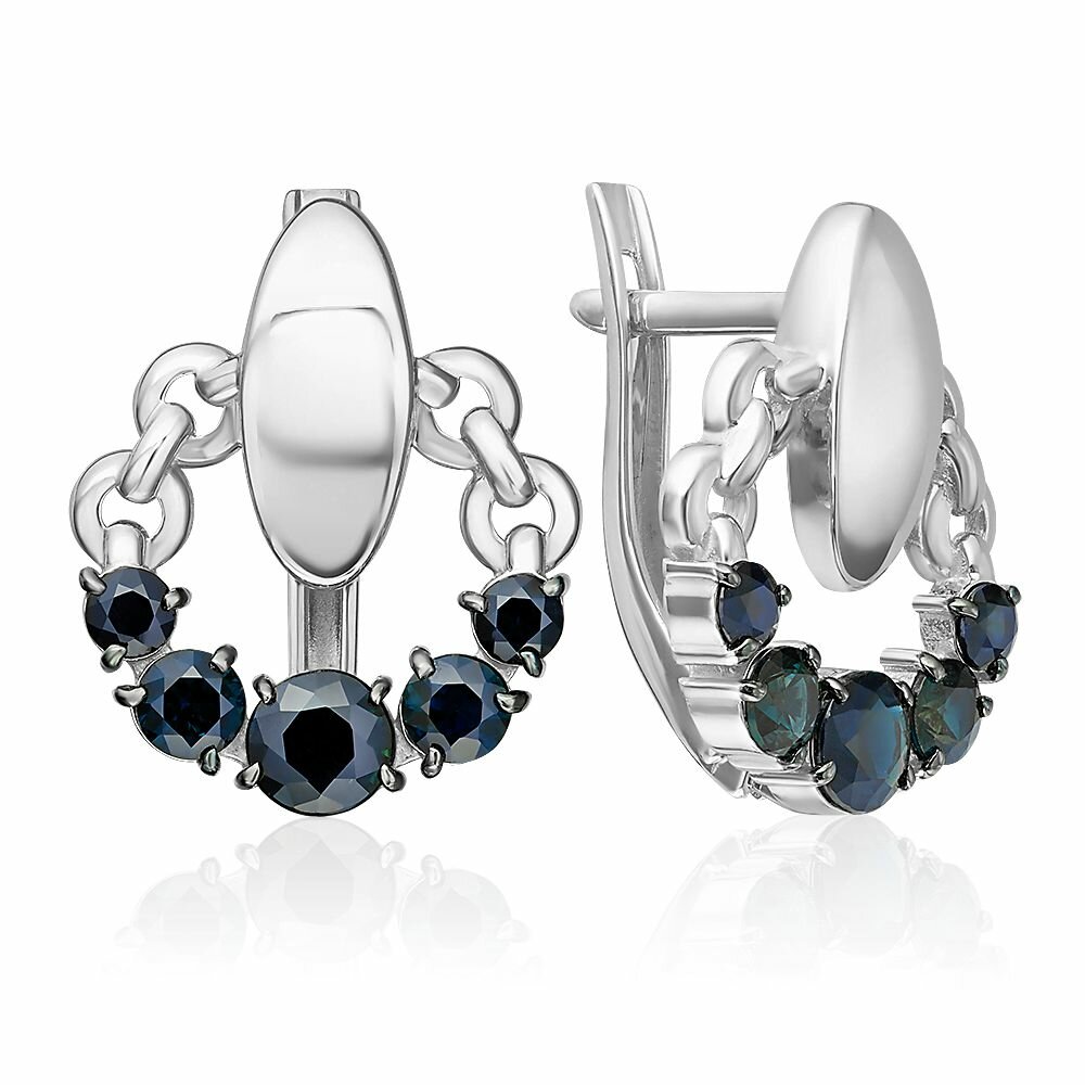 Серьги, белое золото, 585 проба, родирование, сапфир