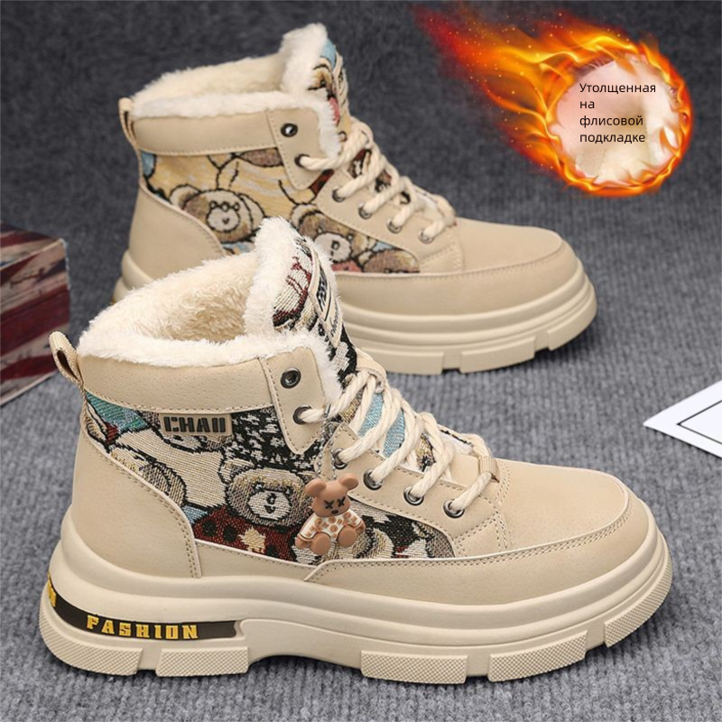 MOOCIE Мужские высокие ботинки Martin, новые летние мужские туфли 2025 года, теплые зимние ботинки из хлопка и бархата, рабочие ботинки для мужчин