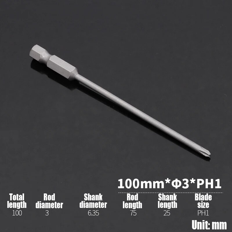 GooBetter магнитный набор бит для отвертки PH00 PH1 PH2 100mm x 3mm x PH1
