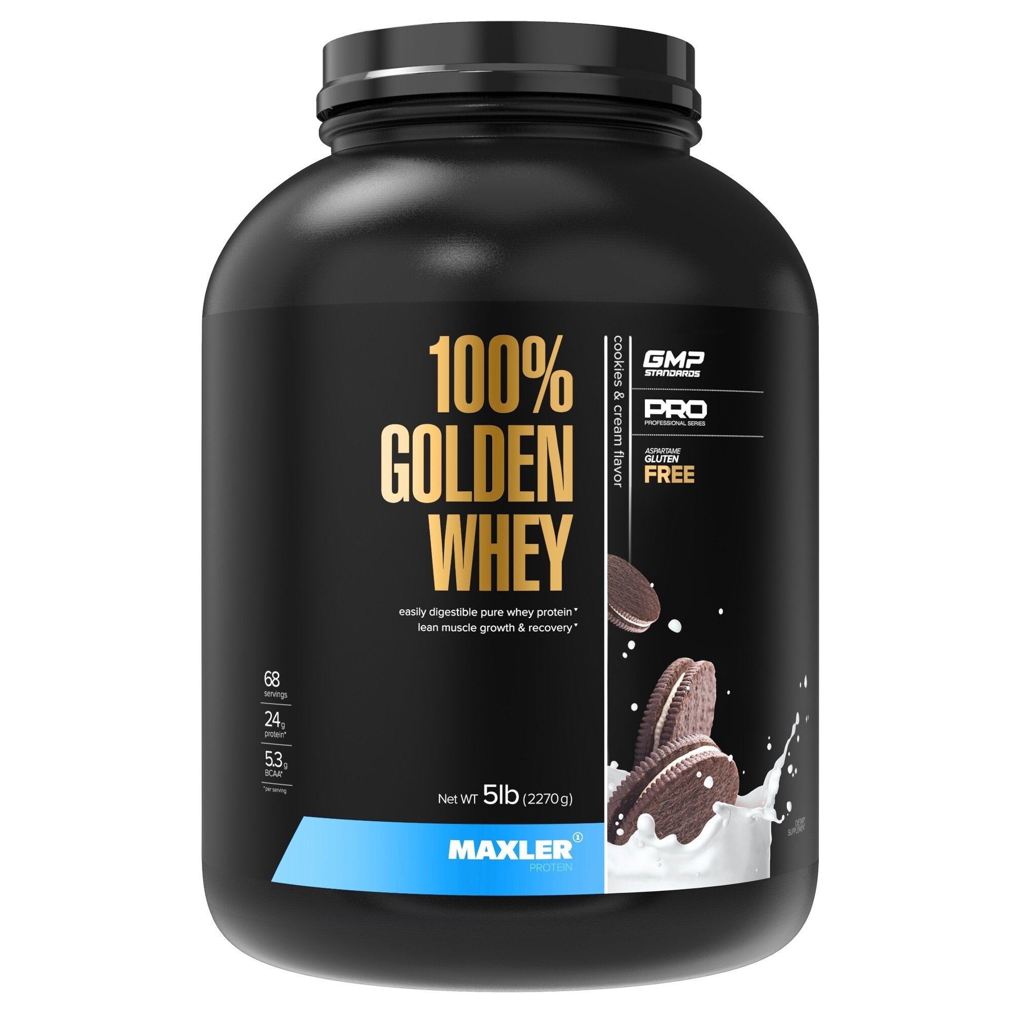 Протеин сывороточный премиум класса 100% Golden Whey Protein 2270 гр 5 lb (Maxler) Печенье-крем
