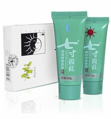 Мазь Цикун Баксиан QICUN BAXIAN от псориаза, экземы, дерматита, зуда, потницы - День Ночь (Ба сянь)