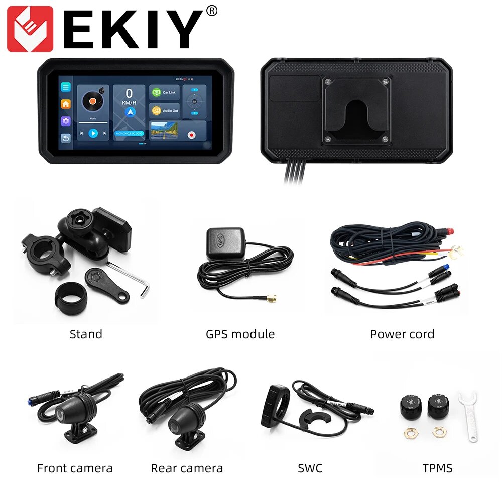 EKIY 6 "беспроводной CarPlay Moto Android Auto Android 14.0 портативный цифровой мотоцикл приборная панель GPS мотоцикл навигационный экран