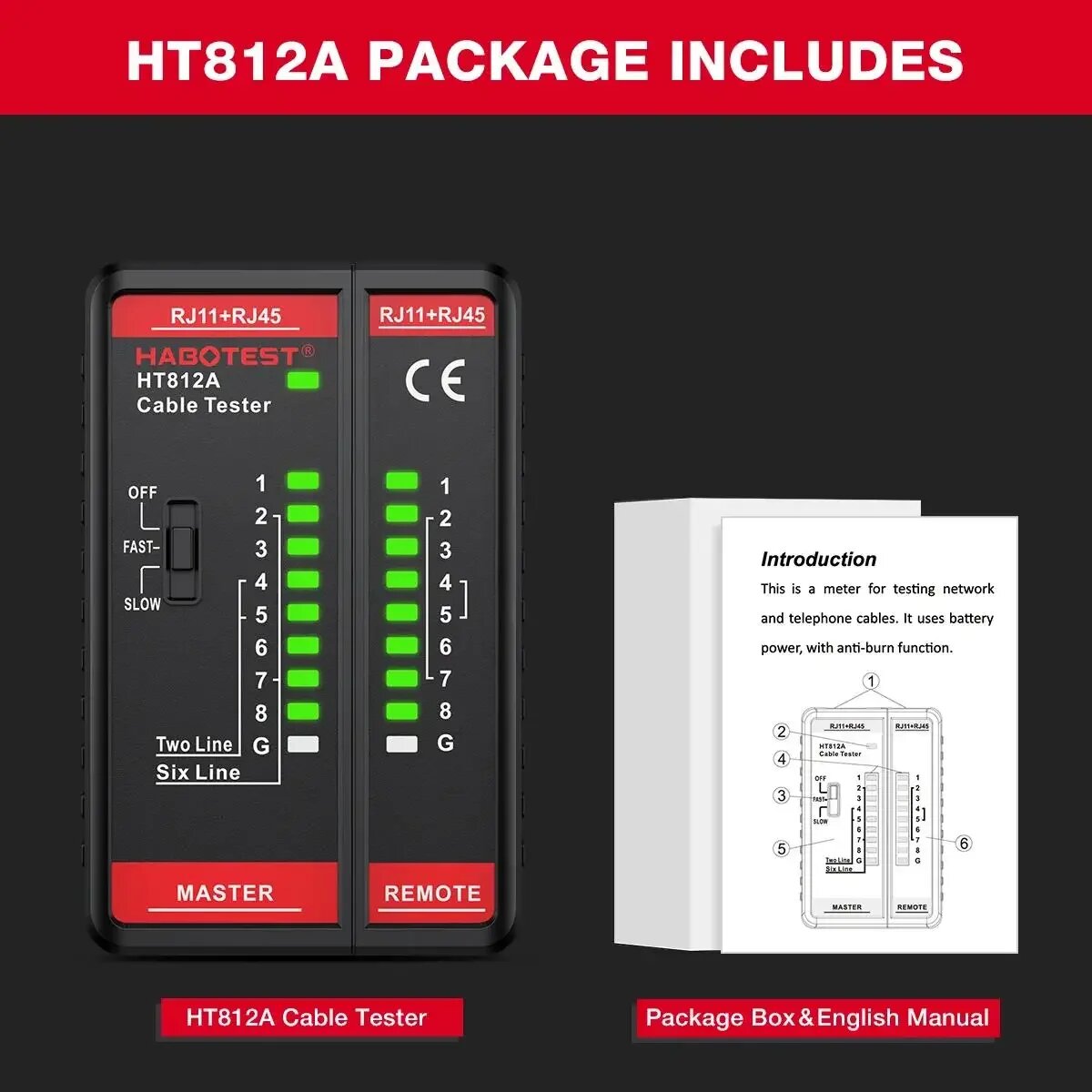 HABOTEST HT812A Тестер сетевых кабелей